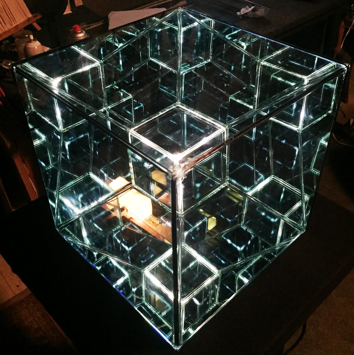 SALE- 15" Custom Tesseract Hypercube Infinity Mirror Art Sculpture- One ...