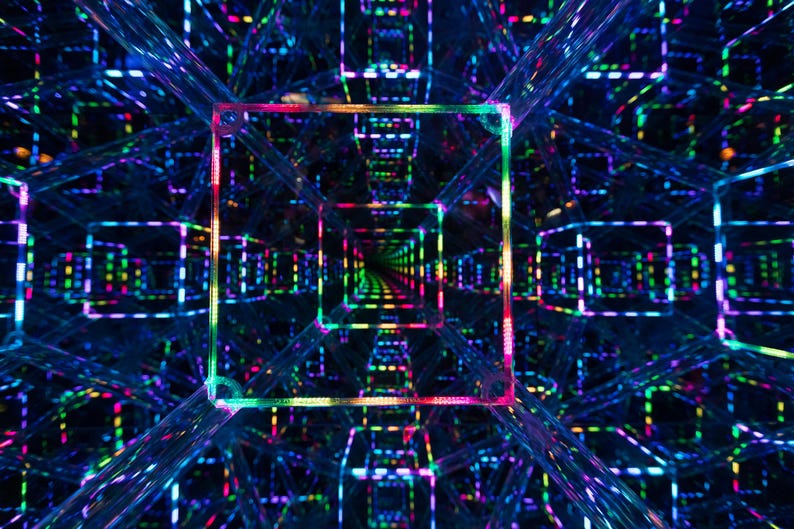 SALE- 24" Custom Tesseract Hypercube Infinity Mirror Art Sculpture ...