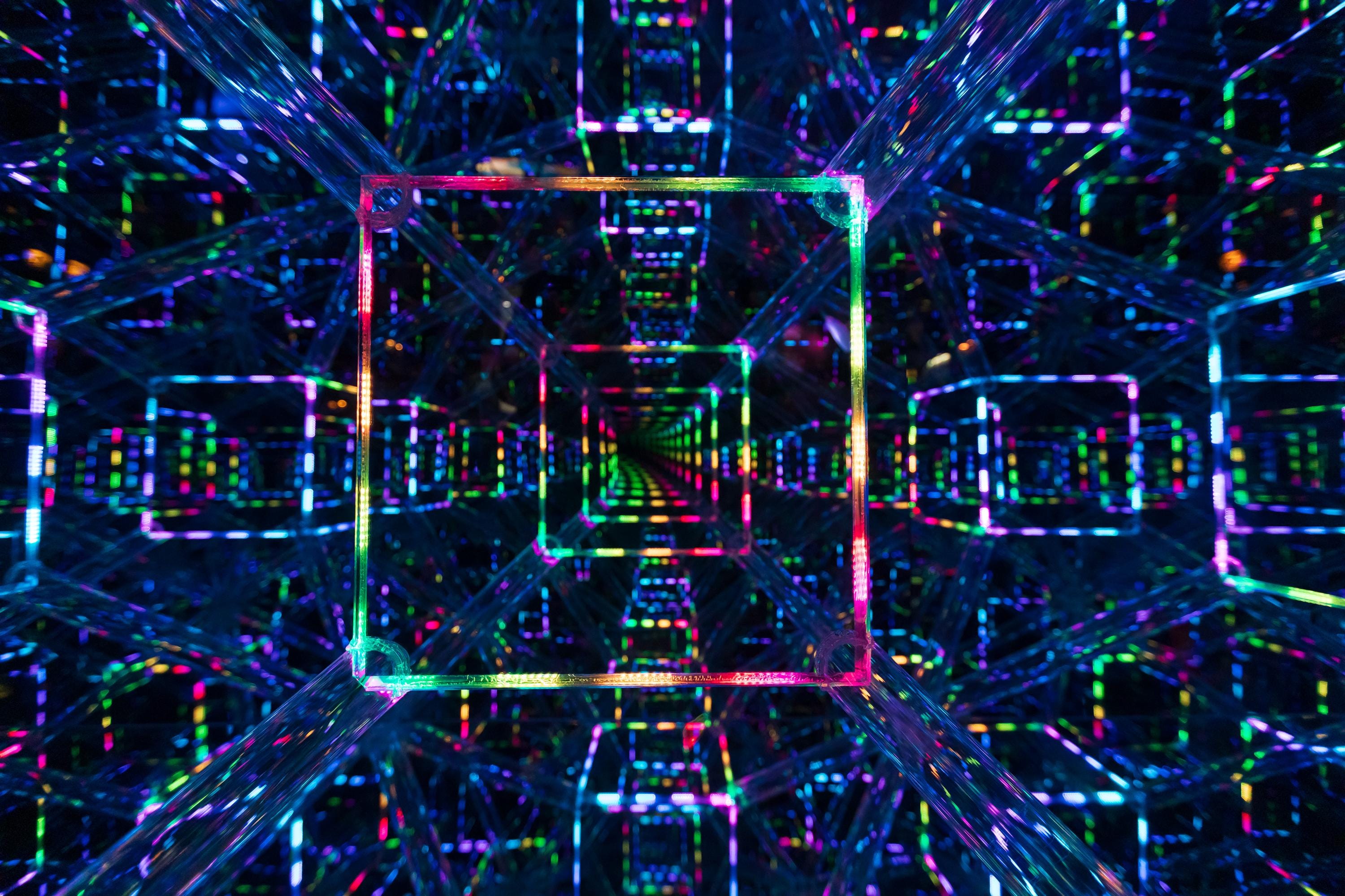 SALE- 24" Custom Tesseract Hypercube Infinity Mirror Art Sculpture ...