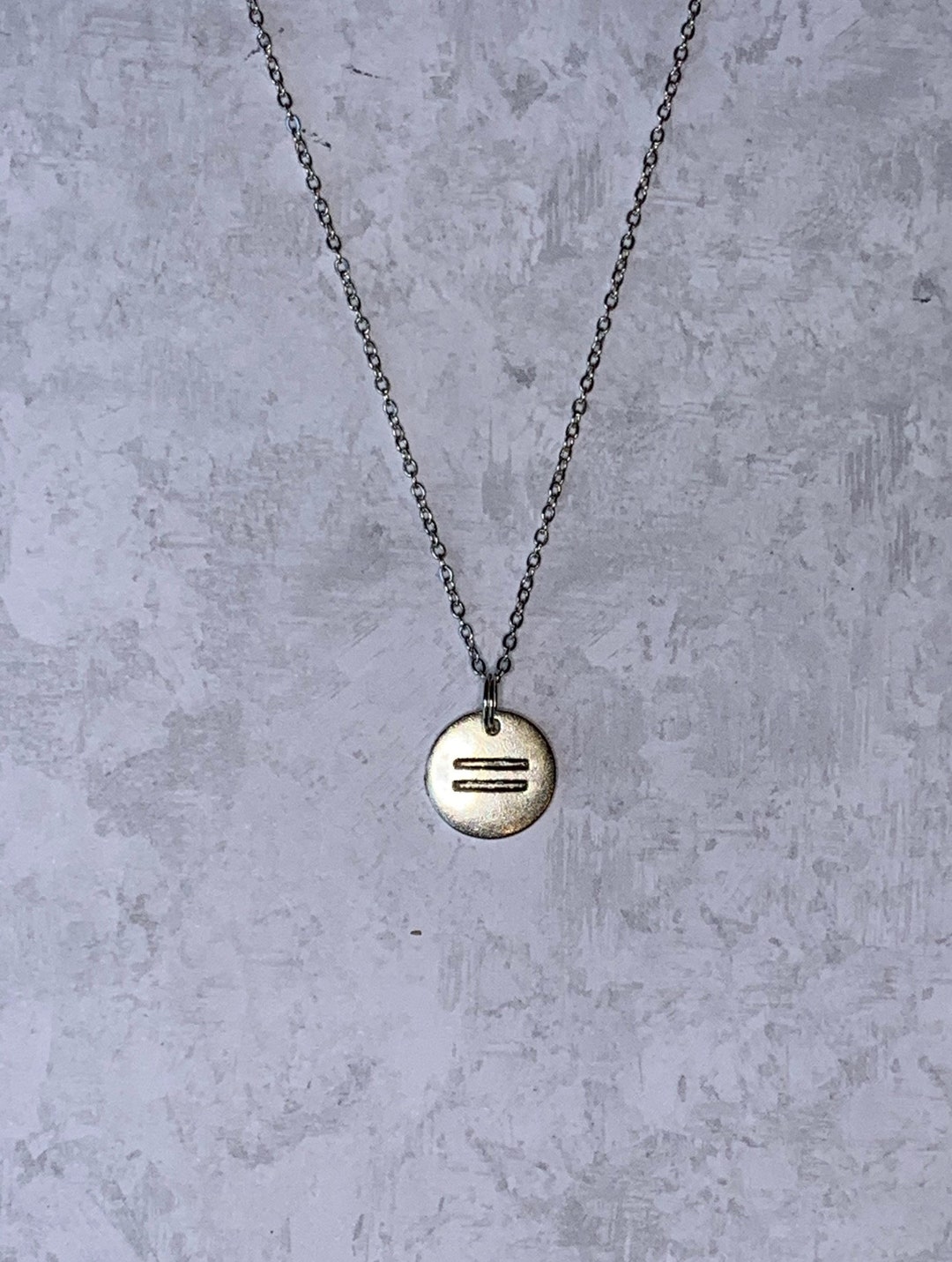 Statement Jewelry - Antique Silver Equality Sign Charm on Stainless ...
