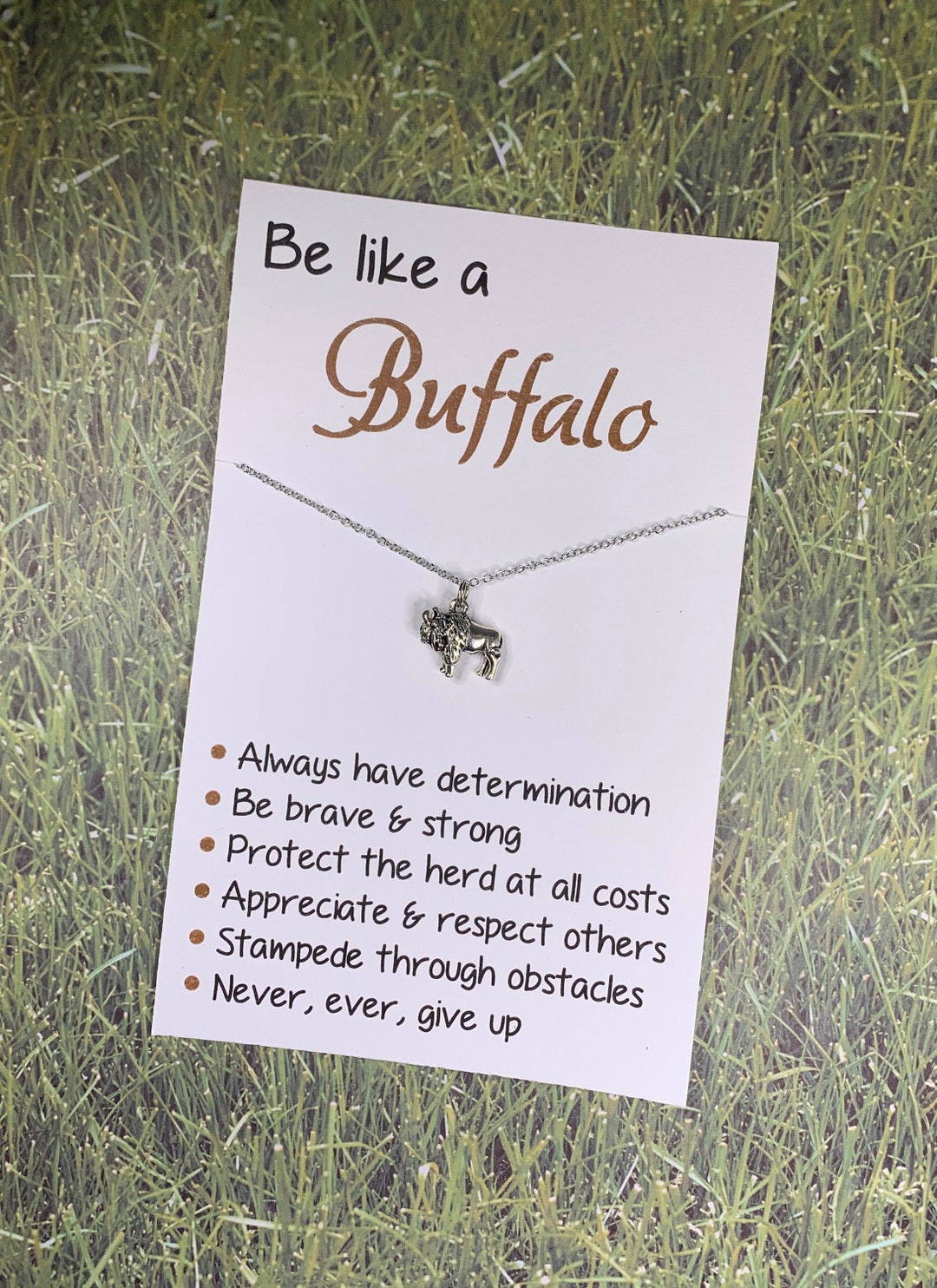Animal Jewelry: Inspirational "be Like a Buffalo" Card W/ 3D Antique ...