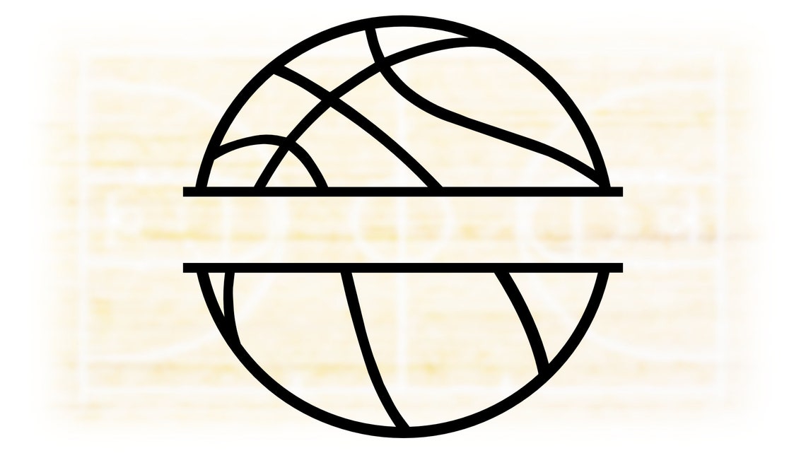 Sports Clipart: Large Black & White Half Basketball Shape with | Etsy