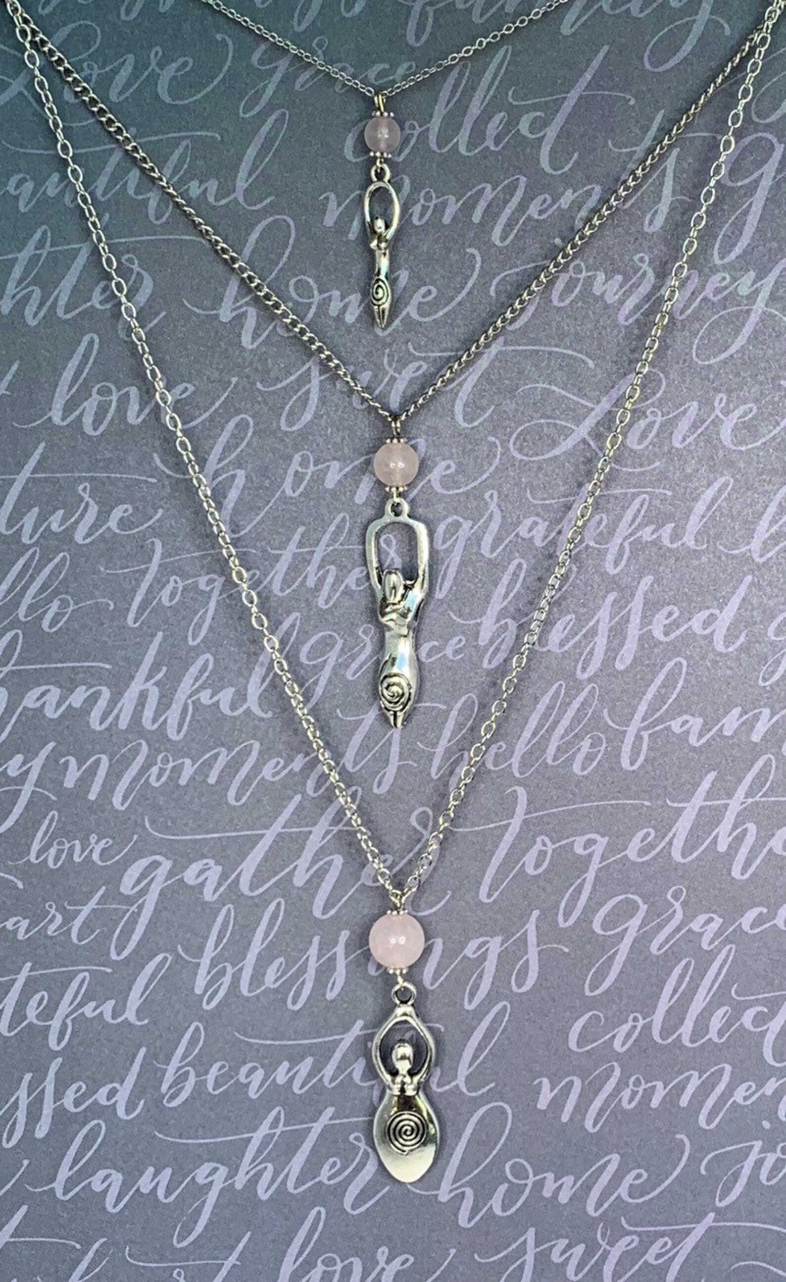 Fertility Goddess Pregnancy Necklace W/ Genuine Rose Quartz | Etsy