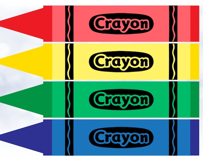 Word Clipart: Large Red, Yellow, Green, and Blue Crayons - Stack of 4 ...