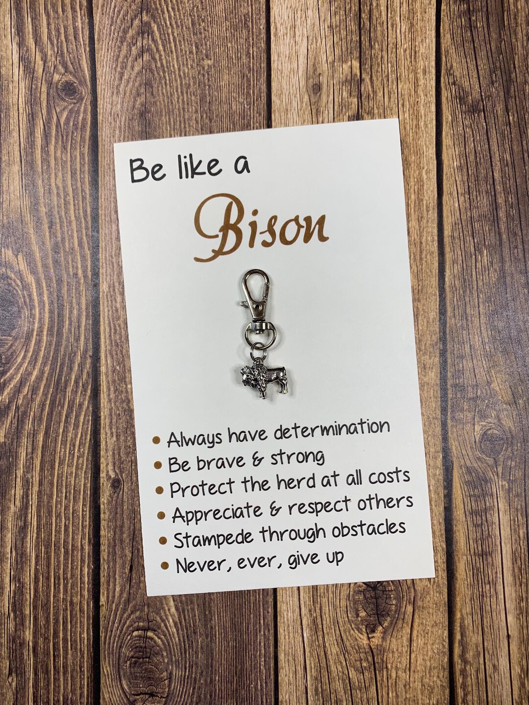 Animal Jewelry: Inspirational "be Like a Bison" Card With 3D Antique ...