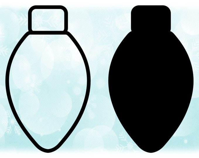 Holiday Clip-art: Black Outline & Solid Christmas Light Bulb Silhouette ...