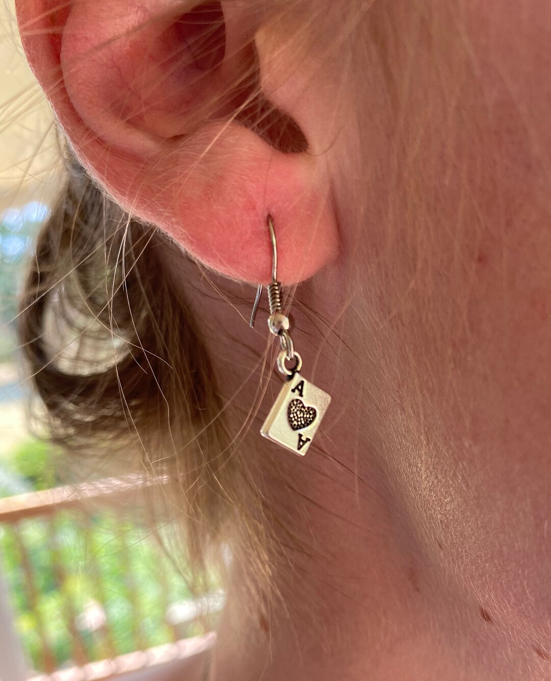 Fun & Game Jewelry: Simple Minimalist Earrings With Antique Silver Ace ...
