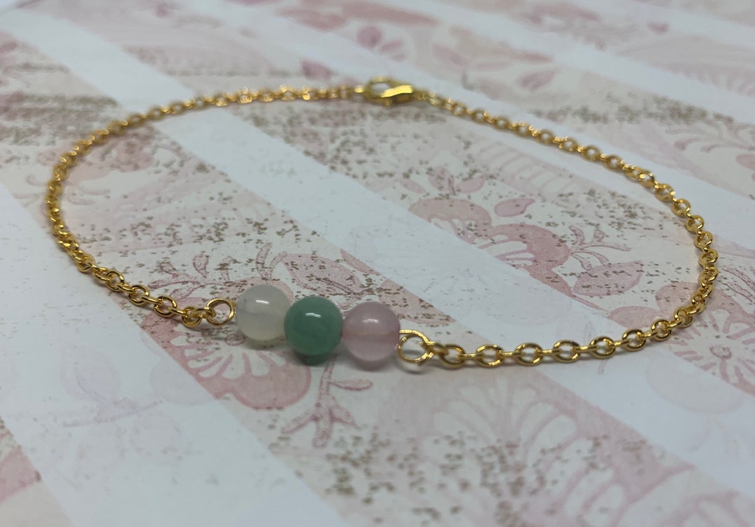 Fertility Theme Bracelet or Anklet W/ 6mm Genuine Gemstone Beads: Rose ...