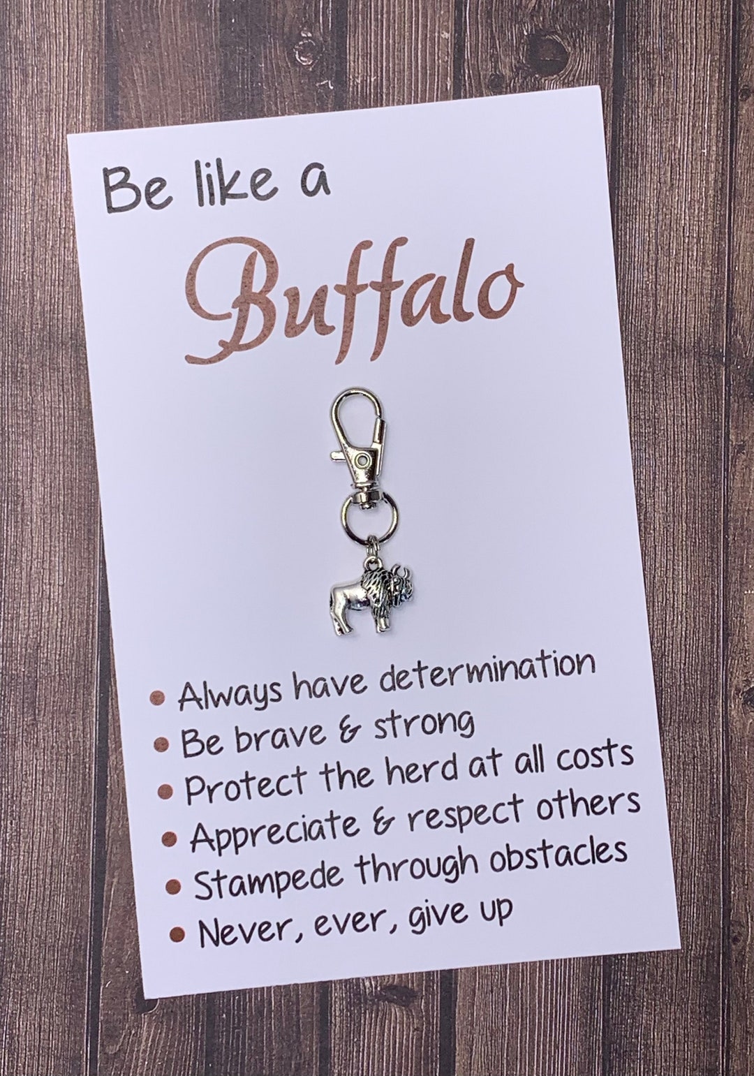 Animal Jewelry: Inspirational "be Like a Buffalo" Card With 3D Antique ...