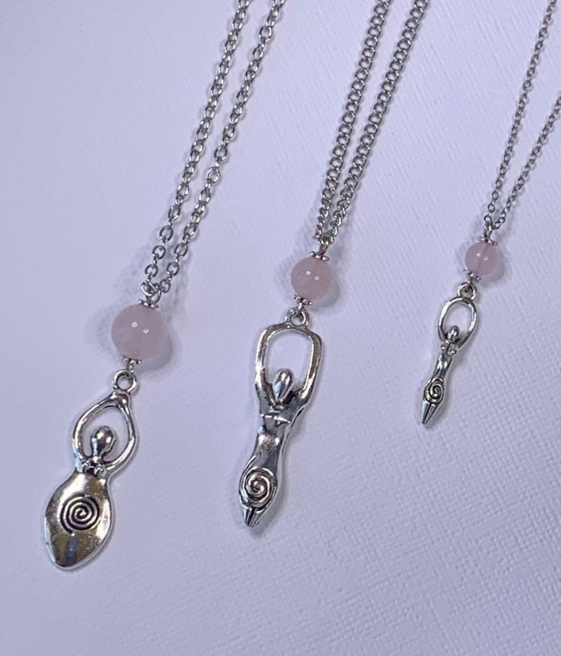 Fertility Goddess Pregnancy Necklace W/ Genuine Rose Quartz Gemstone ...
