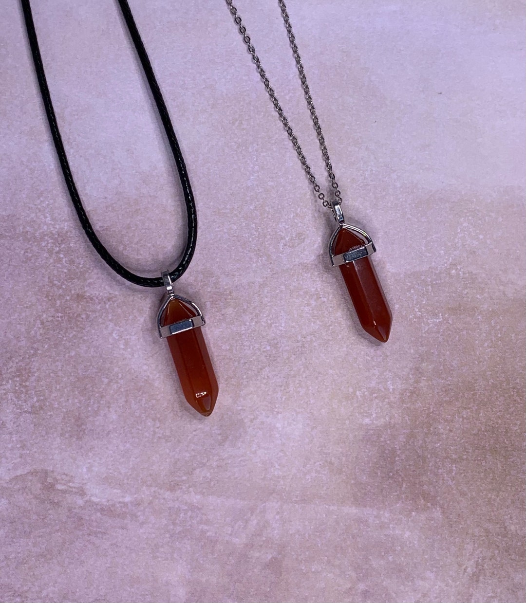 Genuine Gemstone Crystal Bullet Shape Pendant Necklace: Natural ...