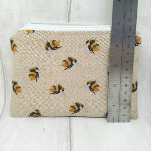 Bee Purse Handmade Bee Coin Purse Linen Zip Pouch Bumble - Etsy