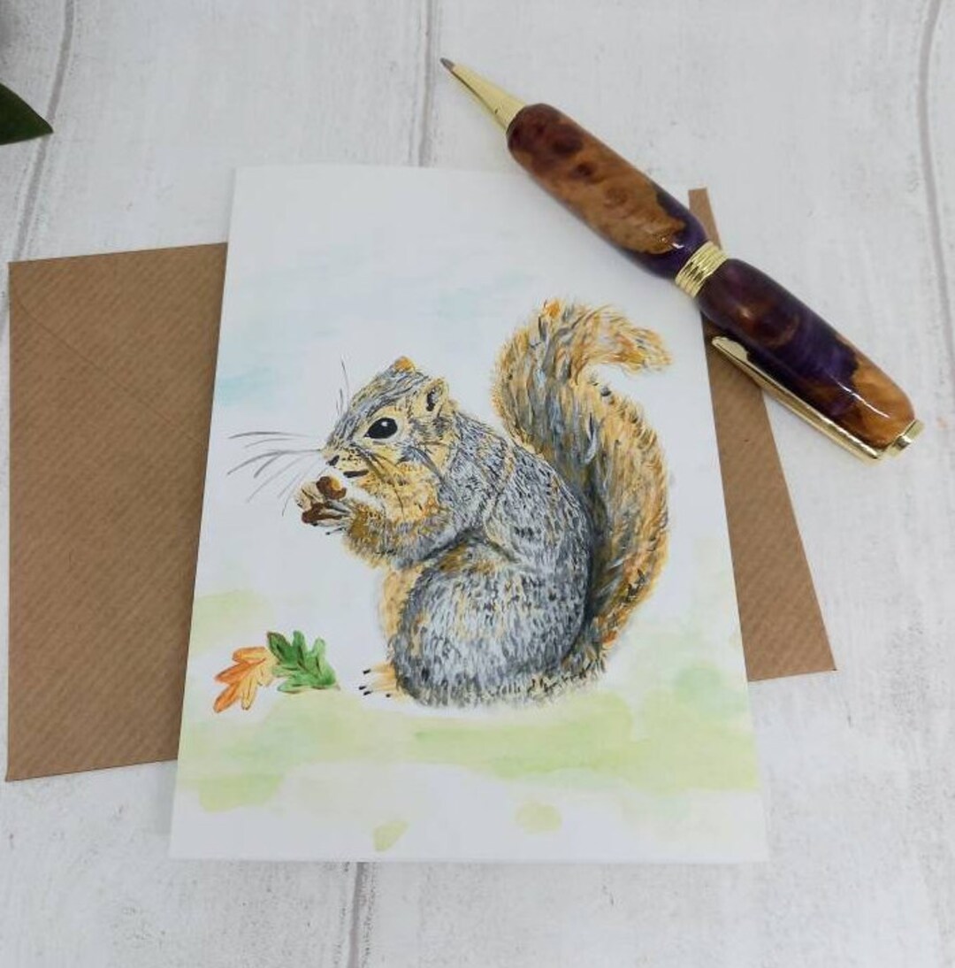 Squirrel Card, Squirrel Birthday Card, Greeting Card, Blank Card ...