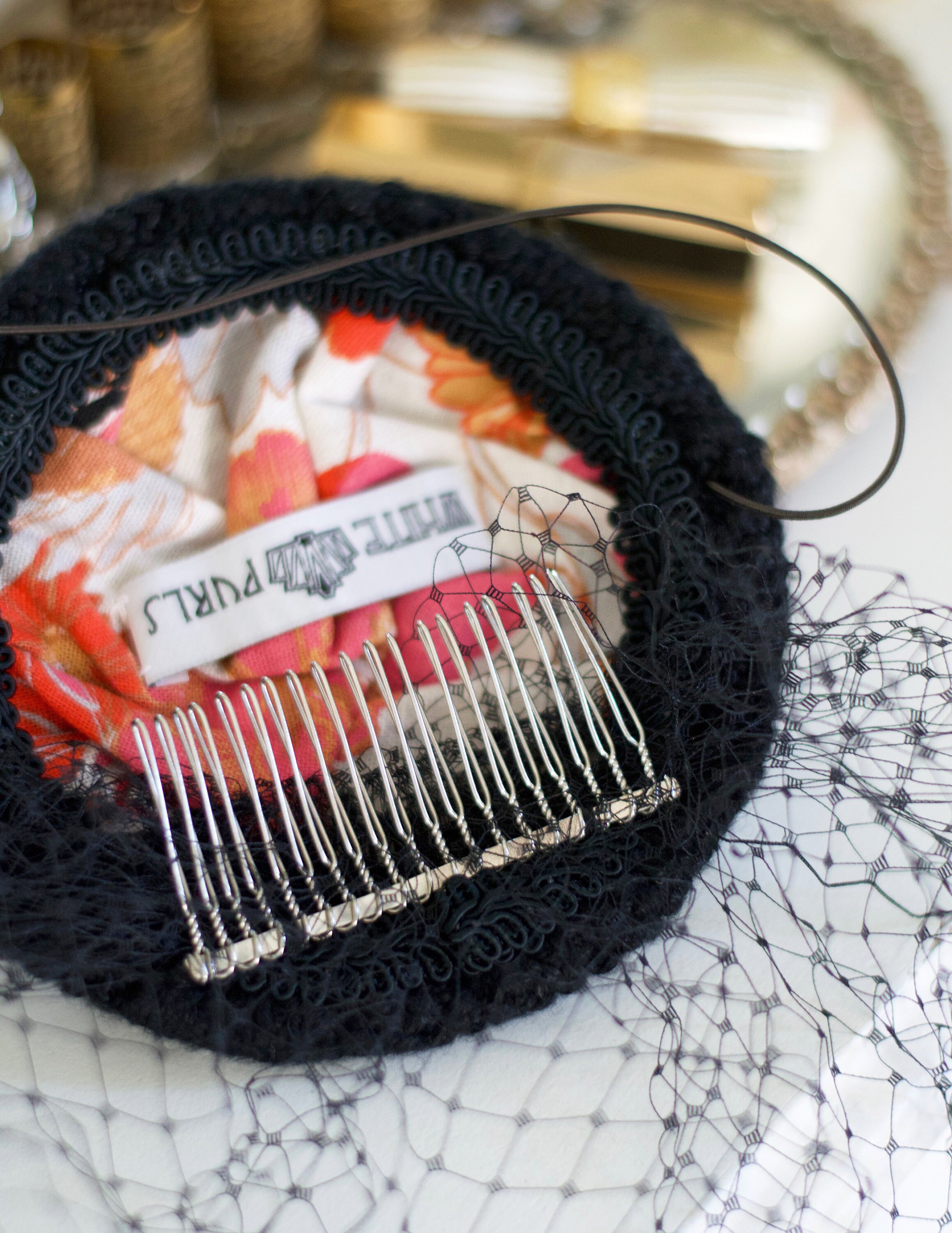 KNITTING PATTERN - Black Fascinator With Veil, Funeral Hat With Veil ...