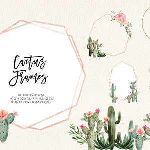 Succulent Cactus Frames, Succulent Borders, Hand Painted Succulent ...