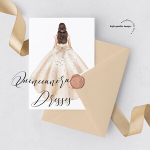 Elegant Ivory White Princess Watercolor Clipart, White Gold Quinceañera ...