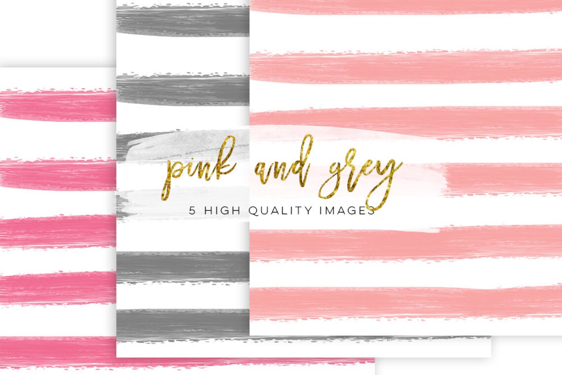 Striped Paper Pink and Grey Paper Pink Grey Digital Paper - Etsy