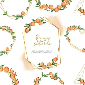 Orange Summer Frame Clipart, Citrus Clipart Invitation, Orange ...