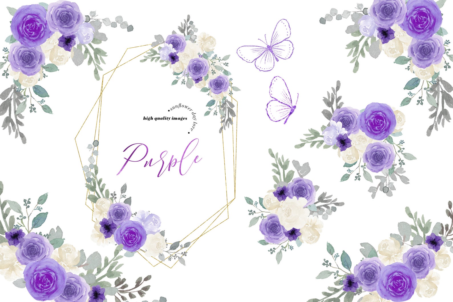 Lilac Purple Princess Dress Clipart Lilac Purple Flowers - Etsy