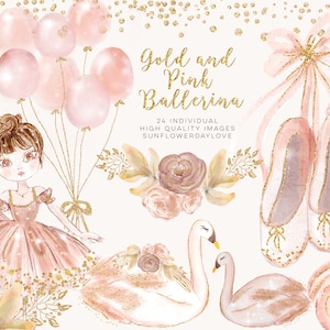 Princess Ballerina Pink Gold Clip Art Ballerina Planner - Etsy