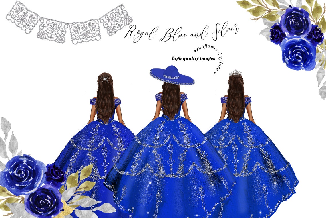 Royal Blue Princess Dresses Watercolor Clipart Royal Blue - Etsy