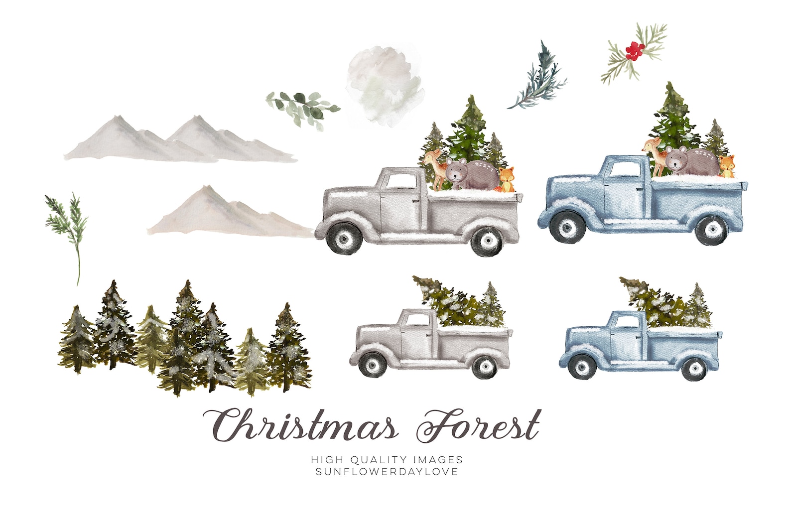 Winter watercolor woodland clipart Christmas Stories | Etsy