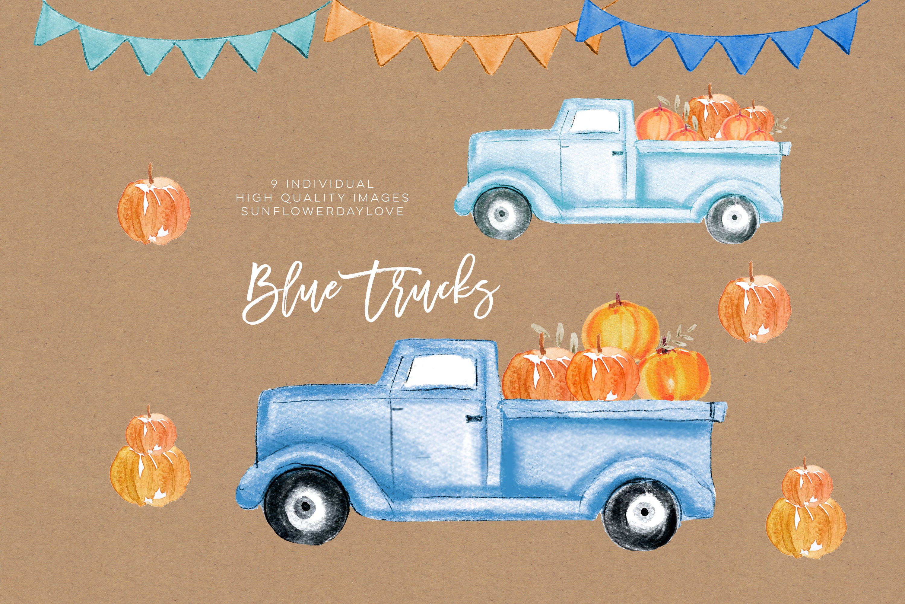 Fall Pumpkin Truck Clipart, Thanksgiving Clipart, Farmhouse Truck ...