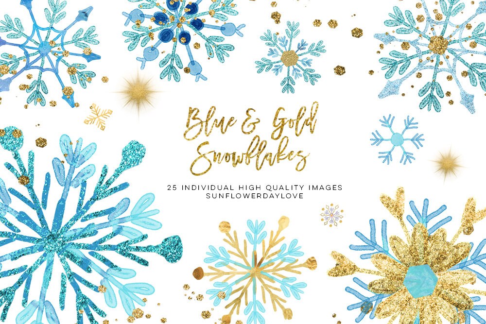 Winter snowflakes clip art snowy clip art watercolor | Etsy
