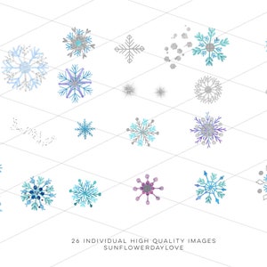 Silver Winter Clip Art, Silver Glitter Snowflakes Clip Art, Silver ...