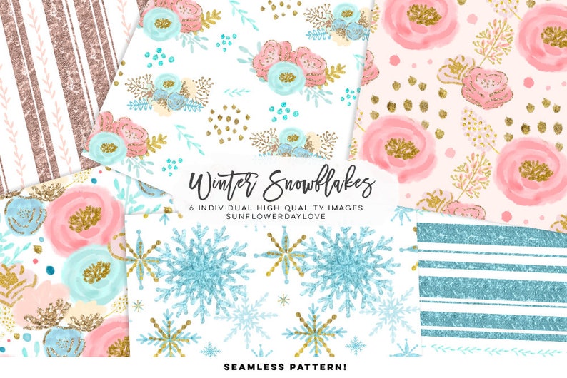 Winter Snowflakes Digital Paper Snowflake Seamless Digital - Etsy