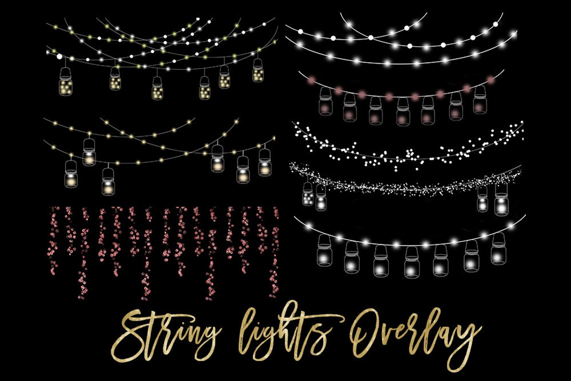 String Lights Clipart, Mason Jar Chalkboard Party Lights, Wedding ...