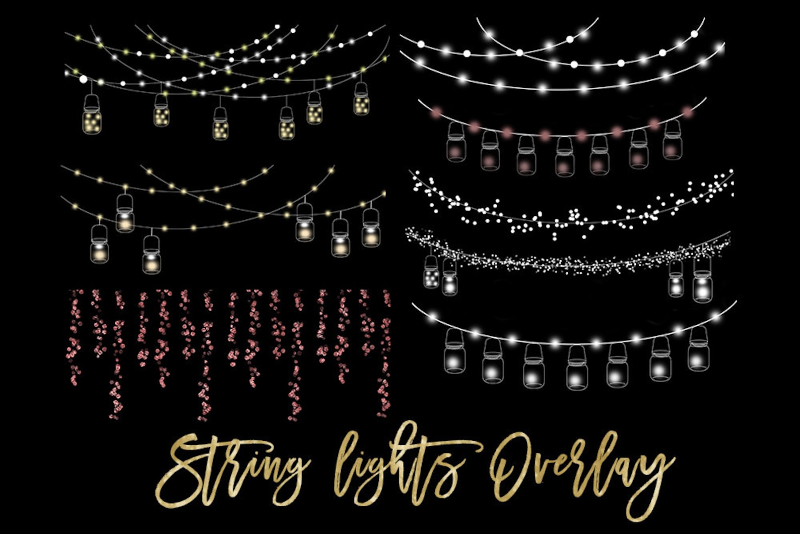 String Lights Clipart Mason Jar Chalkboard Party Lights - Etsy