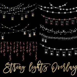 String Lights Clipart, Mason Jar Chalkboard Party Lights, Wedding ...