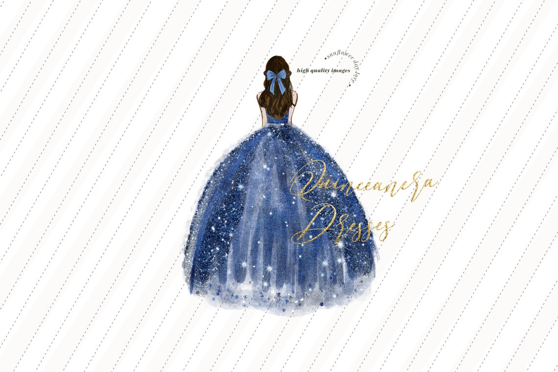 Navy Blue Princess Watercolor Clipart Elegant Blue - Etsy