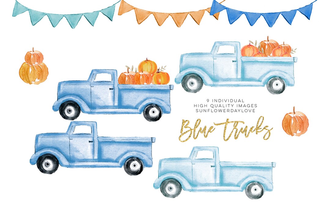 Fall Pumpkin Truck Clipart, Thanksgiving Clipart, Farmhouse Truck ...