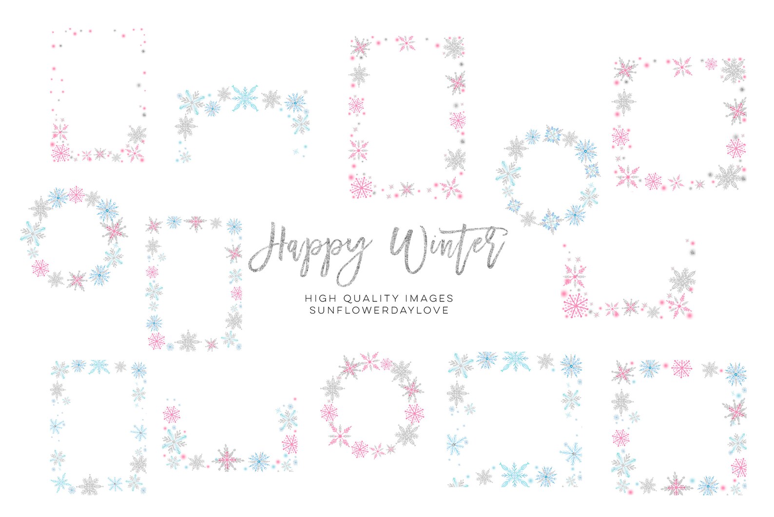 Snow Snowflakes Border Snowflakes Overlays Christmas | Etsy