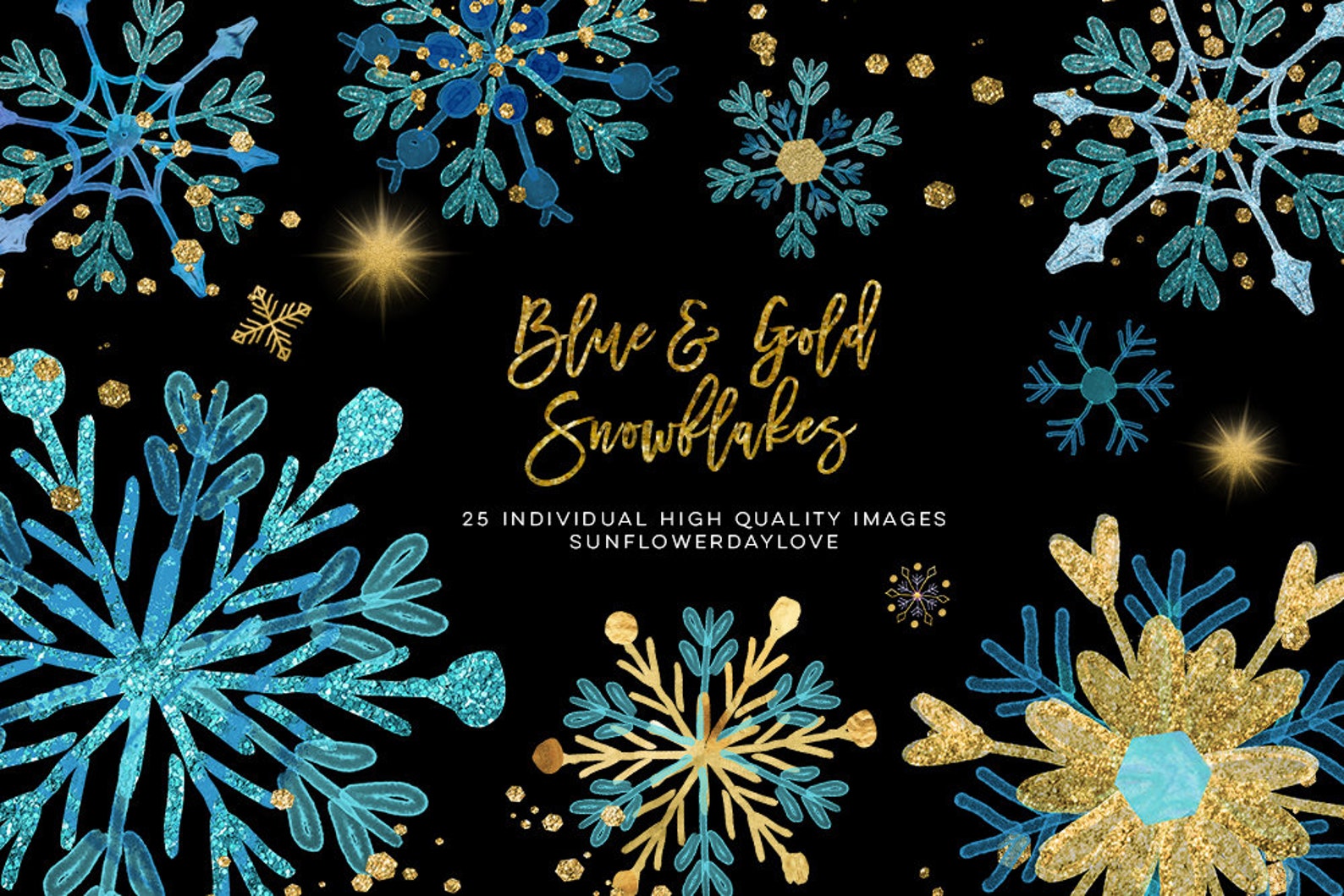 Winter Snowflakes Clip Art Snowy Clip Art Watercolor - Etsy