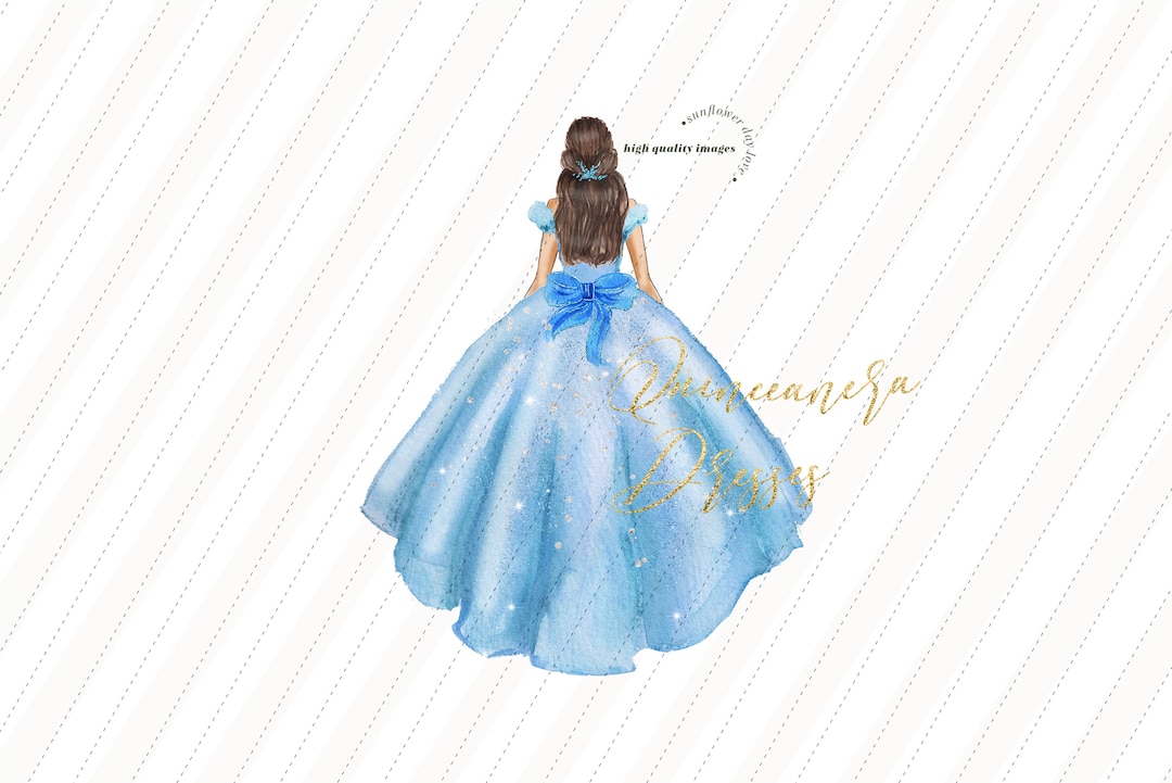 Pastel Blue Princess Watercolor Clipart, Pastel Blue Quinceañera ...