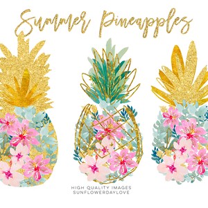 Pineapple Tropical Print Clip Art, Summer Print, Planner Sticker ...