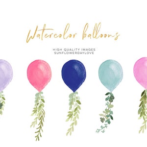 Heart Balloon Watercolor Clipart, Balloon Valetine Party, Balloon ...