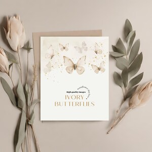 Ivory White Butterflies Clipart, Watercolor White Gold Butterfly for ...