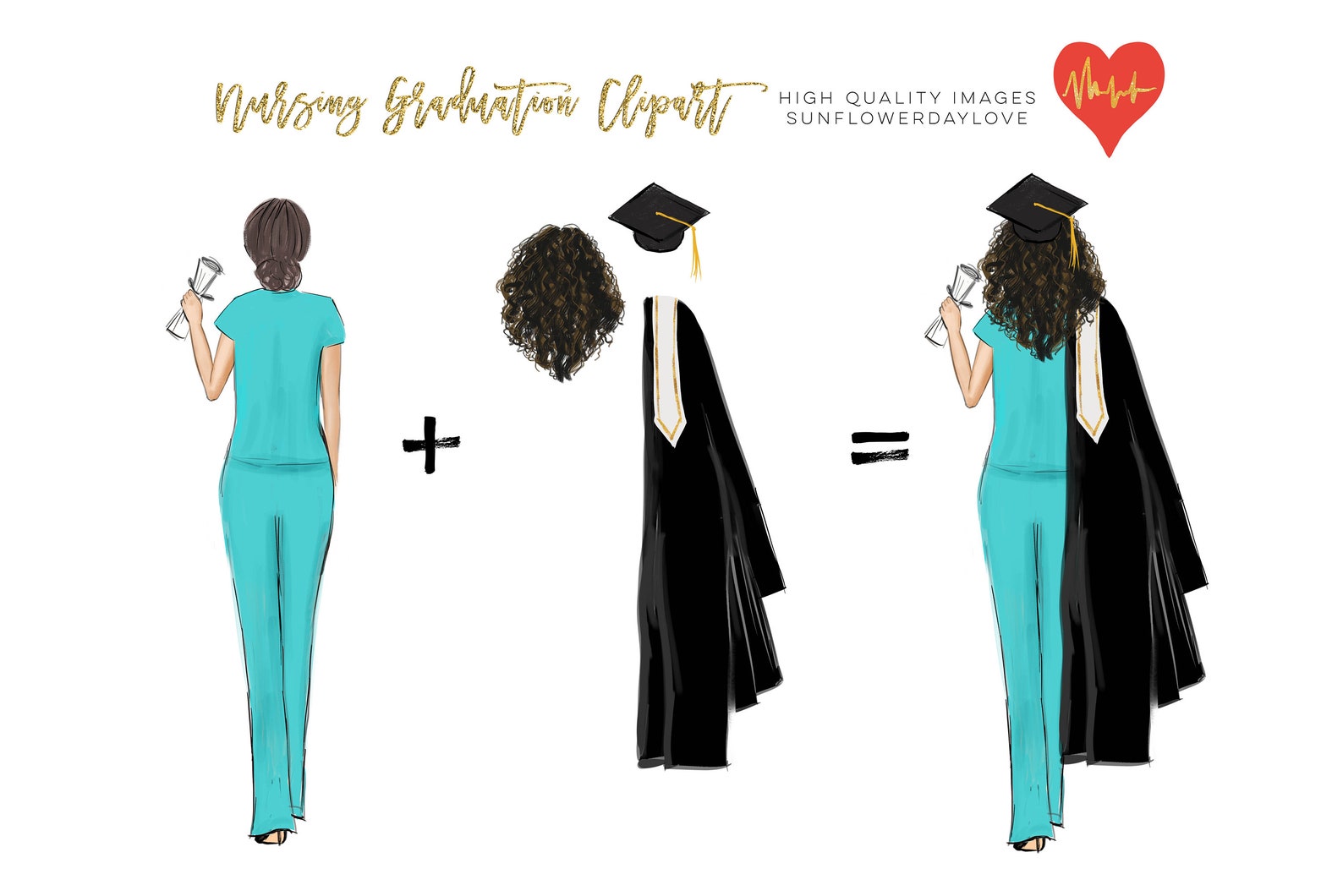 Personalized Graduation Portrait clipart Medical RN Nursing | Etsy