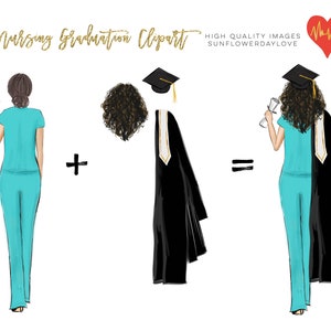 Personalized Graduation Portrait Clipart, Medical RN Nursing School ...