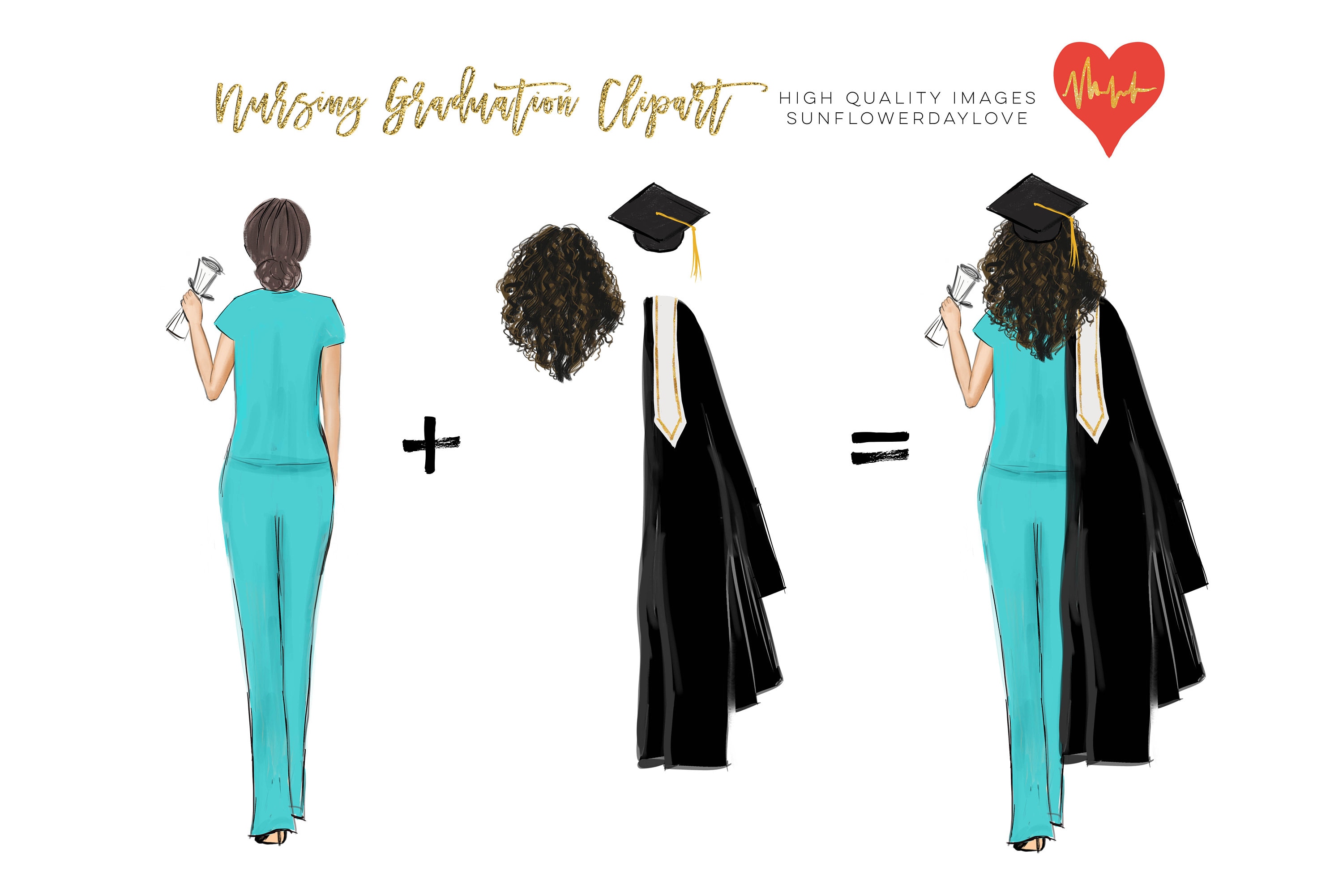 Personalized Graduation Portrait Clipart Medical RN Nursing - Etsy