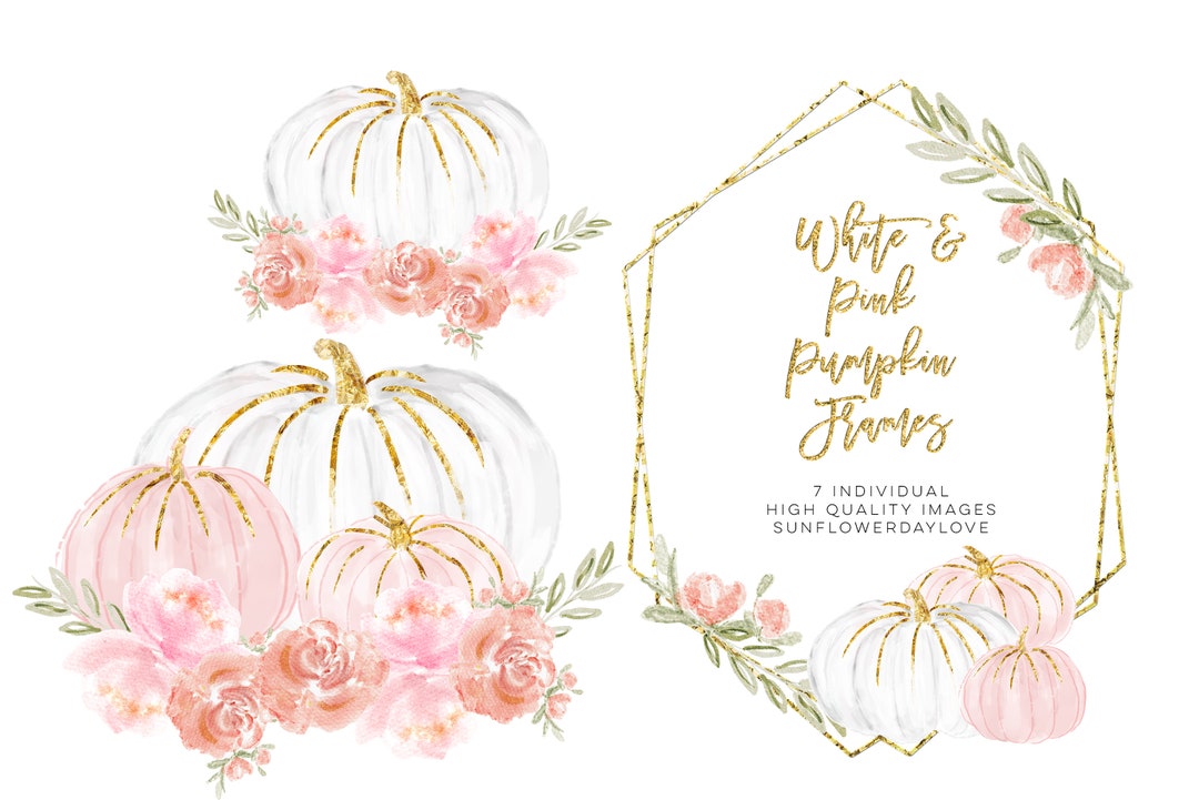 Watercolor Floral Frame Clipart, Pumpkin Flower Borders and Frames for ...