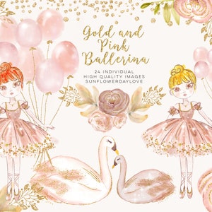 Princess Ballerina Pink Gold Clip Art Ballerina Planner - Etsy