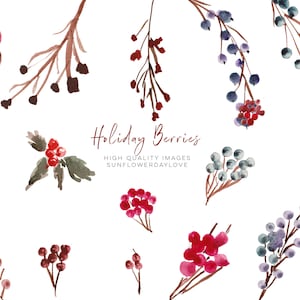 Winter Berries Wreath Clipart, Watercolor Christmas Clipart, Winter ...