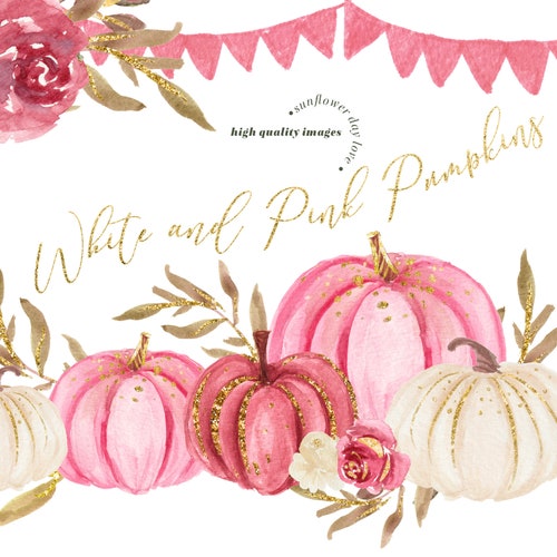 Watercolor Floral Frame Clipart Pumpkin Flower Borders and - Etsy