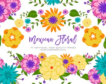 Fiesta Flowers Clip Art - Etsy
