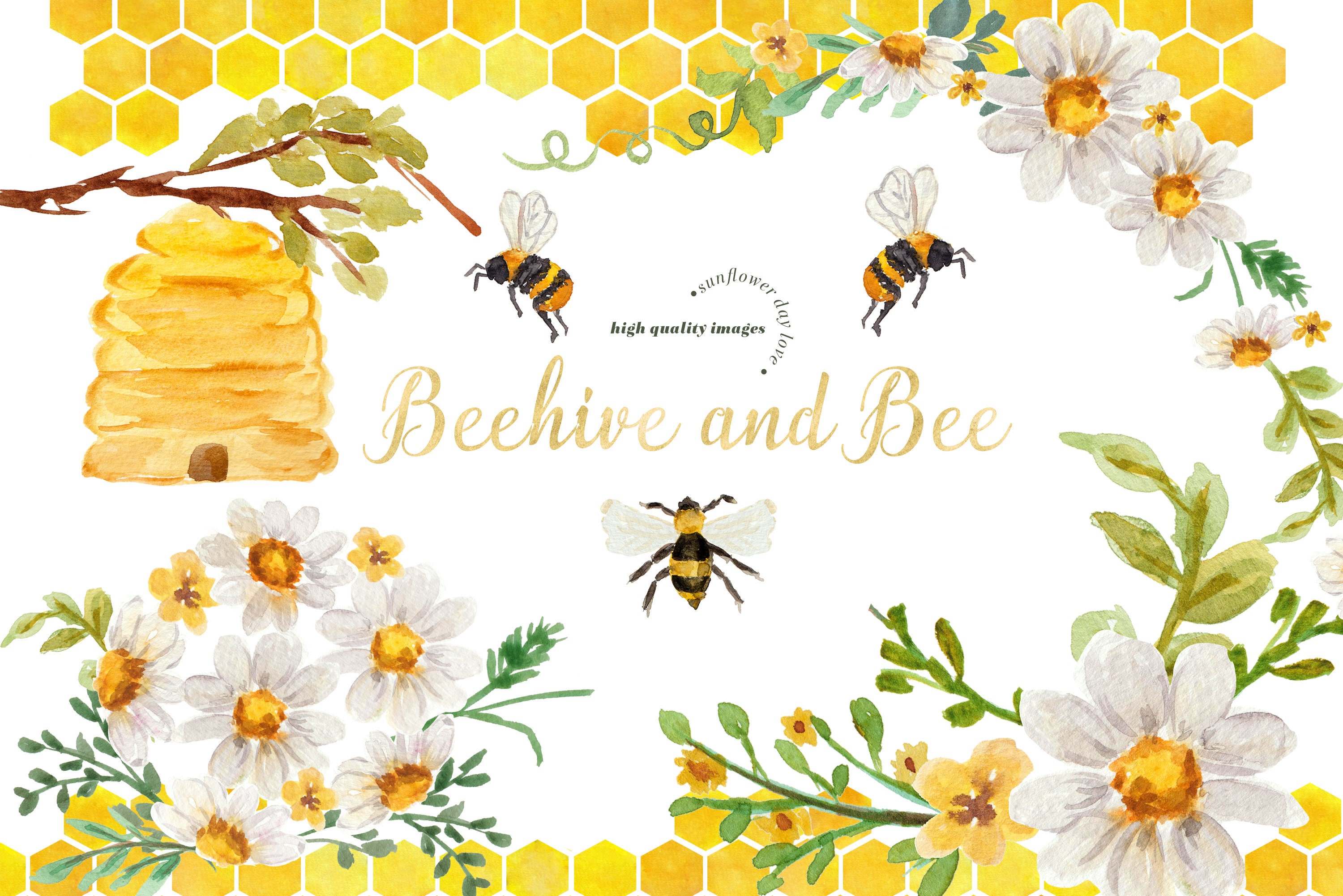 Spring Bees And Flowers Clipart Happy Birthday